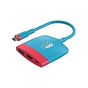 Switch Dock for Nintendo Switch OLED, Hagibis Portable TV Dock Charging Docking Station with HDMI and USB 3.0 Port Replacement Base Dock Set Type C to HDMI TV Adapter for MacBook Pro Air (Red Blue)