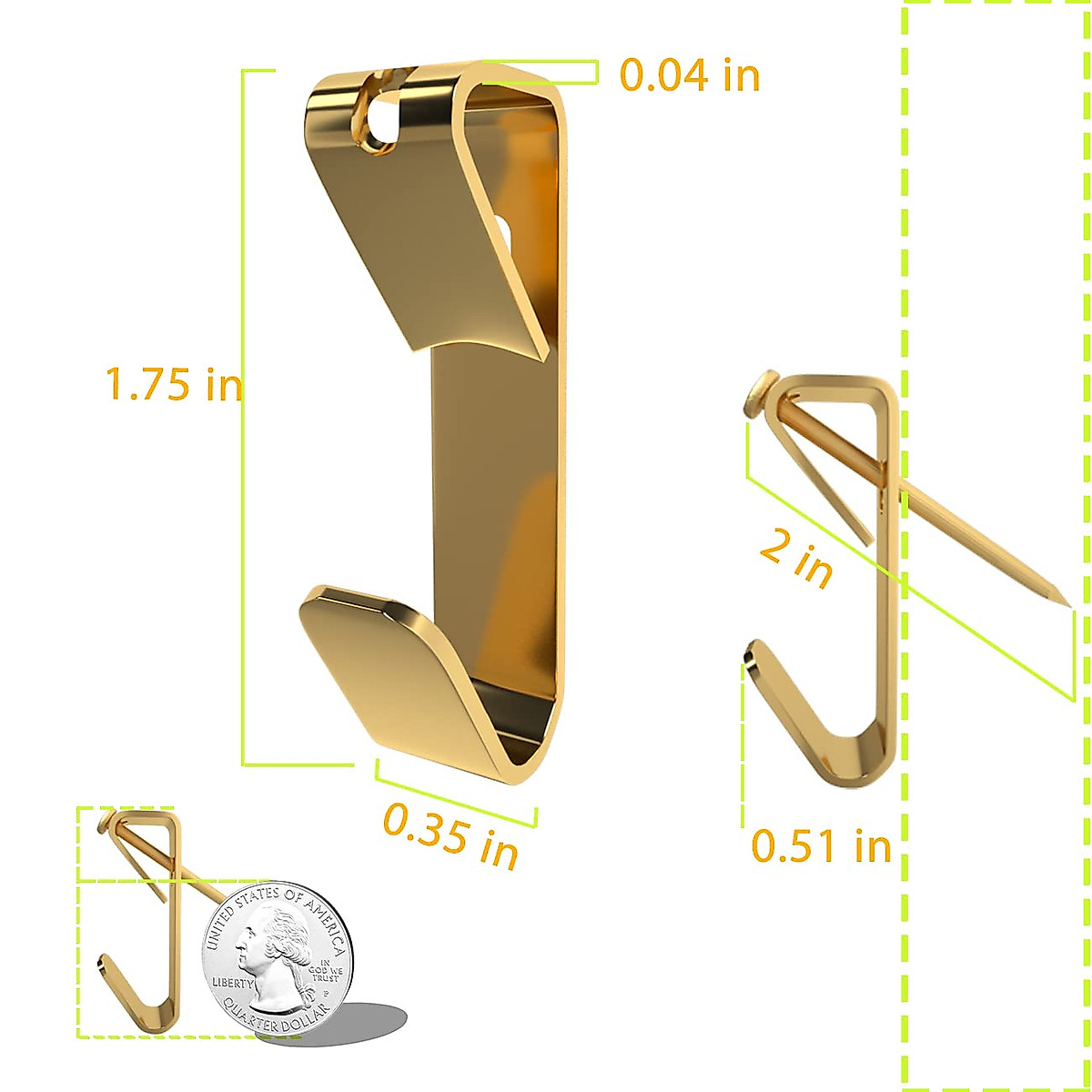 100 lb Picture Hangers, Picture Hooks for Hanging Pictures, 20Pcs Frame Hooks Picture Hangers Heavy Duty Hardware Hanger Kit Wooden Wall Painting Hangers Hooks and Nails for Pictures