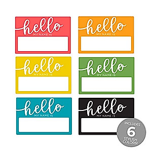 Hello My Name is Bright Stickers / 250 Trendy Name Tags / 6 Colorful Name Labels / 2" x 3" My Name is Classroom Camp Event Stickers/Made in The USA