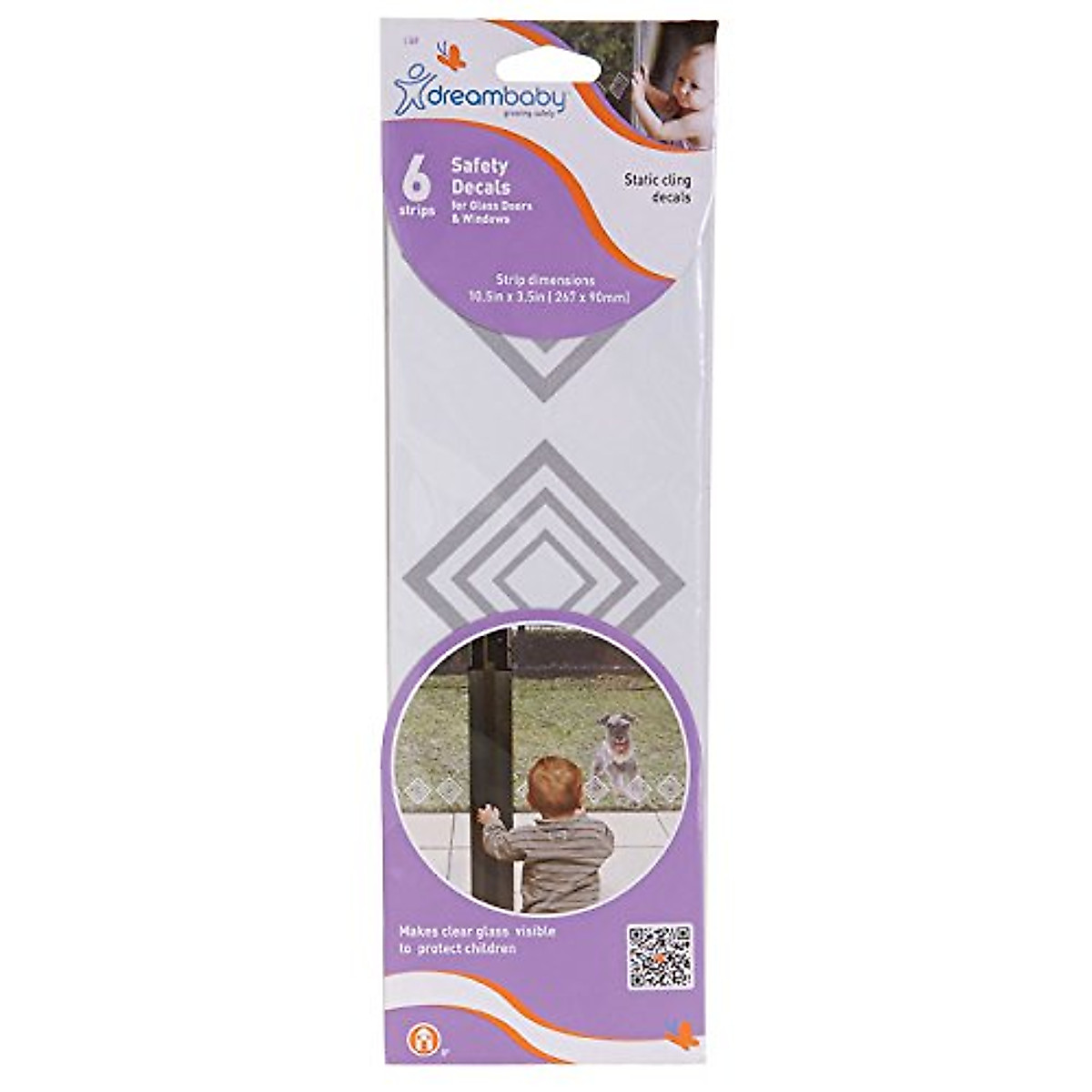 Dreambaby Safety Glass Door and Window Decals - Movable & Reusable Design - Adheres with Static Cling - 6 Pack - White - Model L169