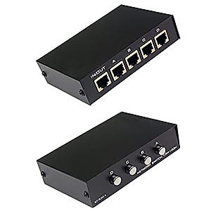 Toptekits 4 Port Way 8P8C RJ45 Network Ethernet Manual ABCD Sharing Switch Box,4 Ports Network Switch Splitter Selector Hub 4-in 1-Out or 1-in 4-Out
