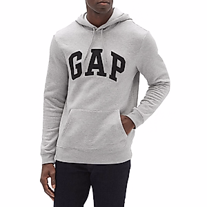 GAP mens Logo Fleece Hoodie Sweatshirt, Light Heather Grey, X-Small US