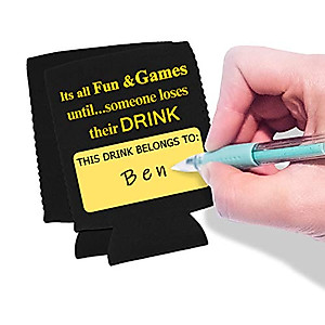 Yangmics Direct 21st Birthday Can Cooler Sleeves - 21st Birthday Party Supplies - Black and Gold Twenyt-first Birthday Cup Coolers-Pack of 12-Born in 2001