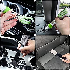 FineGood 2 Pcs Double Head Car Detailing Brushes, Car Brushes Soft Car Cleaning Kit Brush Interior Car Cleaner Detail Brushes for Car Clean