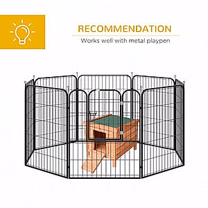 PawHut Small Wooden Rabbit Hutch Bunny Cage Guinea Pig Cage Duck House Dog House with Openable & Waterproof Roof, Natural