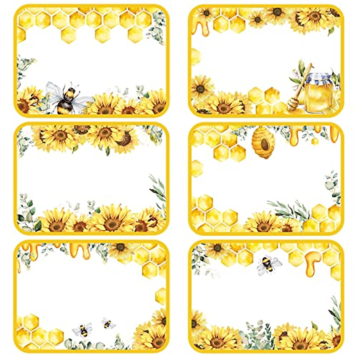 Whaline 180Pcs Sunflower Bee Name Tags for Back to School