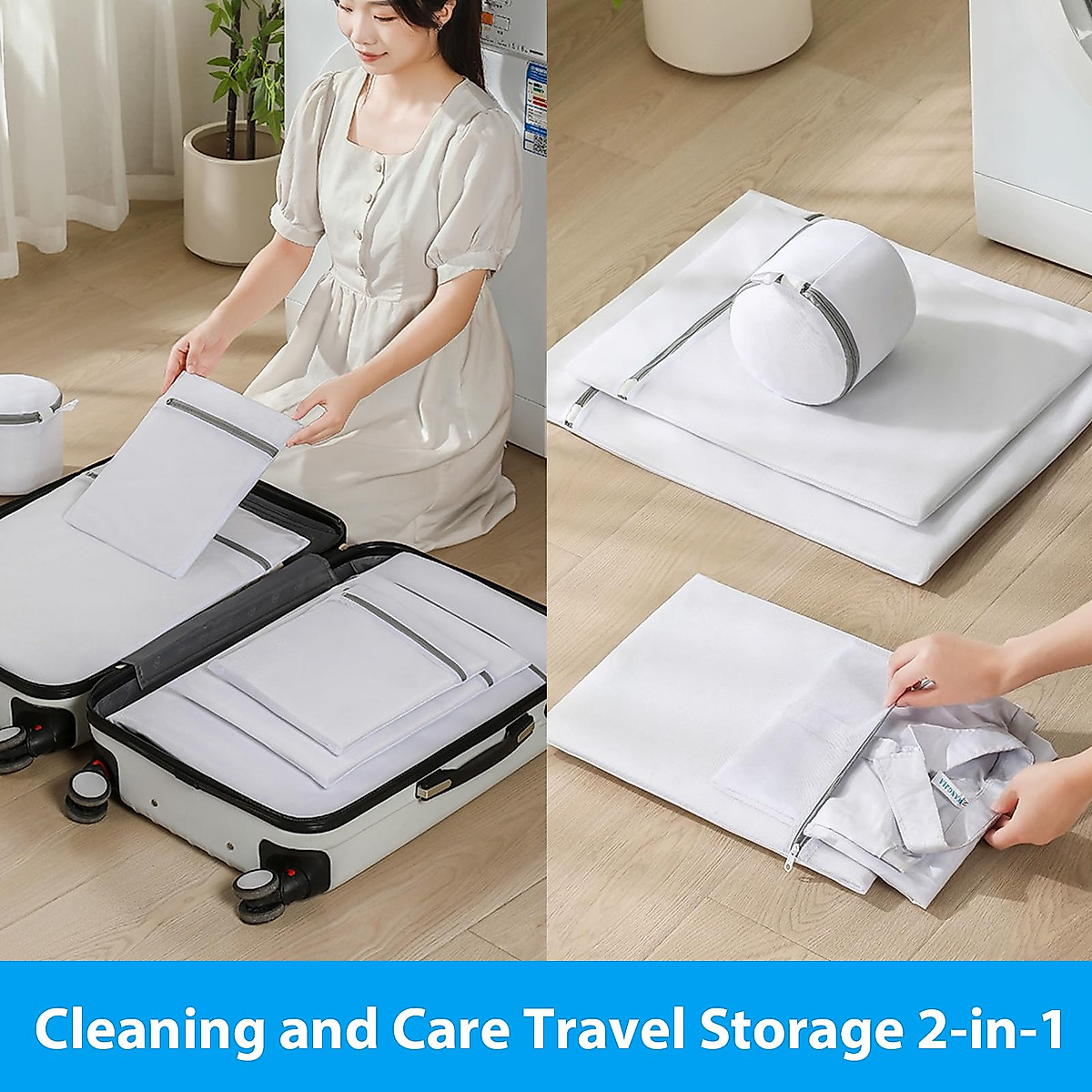 Rukinovi 4Pcs Mesh Laundry Bags,Small Fine Mesh Wash Bags for Clothes and Lingerie Wash Bag(1 Large 1 Medium 1 Small 1 Brabag) (A-1 small 1 medium 1 large)