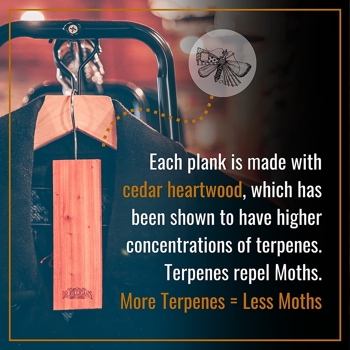 Dr. Killigan's Cedar Planks - Cedar Blocks for Clothes Storage, Alternative to Moth Balls for Closet, Good Cedar Closet Freshener, Best Moth Repellent for Clothes, Harvested in USA (10-Pack)