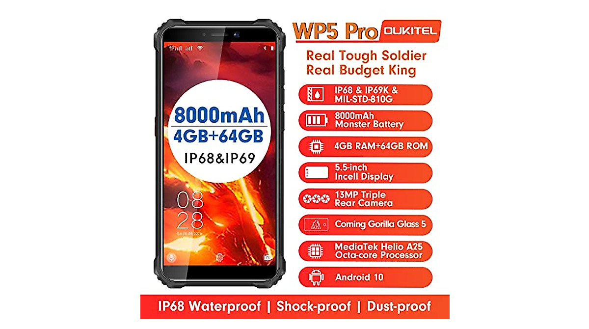 OUKITEL WP5 Pro: Rugged Unlocked Smartphone - 8000mAh Battery