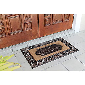 A1HC Natural Coir and Rubber Door Mat, 38x23, Thick Durable Doormats for Indoor Outdoor Entrance, Heavy Duty, Thin Profile Door Mat, Easy to Clean, Long Lasting, Front Door Entry Doormat