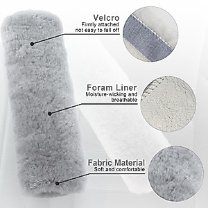 JUSTTOP Car Sheepskin seat Belt Cover pad, 2-Pack Seatbelt Cushion for A More Comfortable Driving,Seatbelt Covers Shoulder Strap Covers Harness Pad for Car Interior Accessories(Grey)