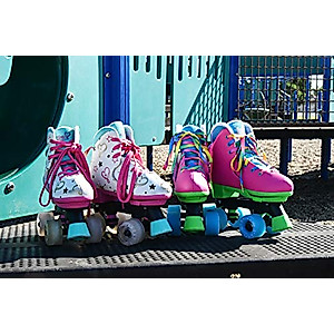 Circle Society Classic Adjustable Indoor & Outdoor Childrens Roller Skates - Jojo Siwa Rainbow - Sizes 3-7, 170035,Multi