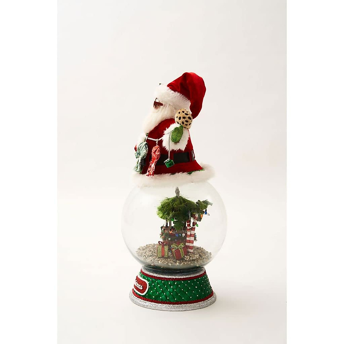Katherine's Collection 2022 Merry Kitschmas Kitschy Santa on Snowglobe, 19.25" - Holiday Decor Figurine Snow Globe