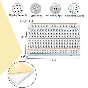 DaFuRui Breadboard Jumper Wire Kit with 400-Point Breadboard、65pcs Multiple Sizes M/M Bread Board Jumper Wire、140 Pieces 2-125 mm U-Shape Preformed Jumper Wire Kit