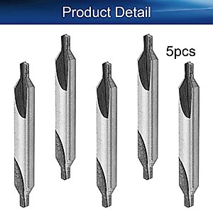 Bettomshin Center Drill Countersink Lathe Bit Mill Tool, Combined Drills Plain Type Imperial, 1/4-inch Combined Countersinks Drills Set Tool, HSS-6542 Countersinks, 5Pcs