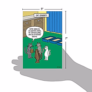 NobleWorks - 1 Funny Animal Card for Birthdays - Pet Cat and Dog Humor, Birthday Notecard with Envelope - Cat Gym C7298BDG