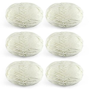 6 Pack Yarn for Crocheting and Knitting, Knitted Crochet Yarns Polyester Thread Round Rope Yarns for DIY Handbag Purse Basket Crochet Bag Fabric Yarn (Milk White)