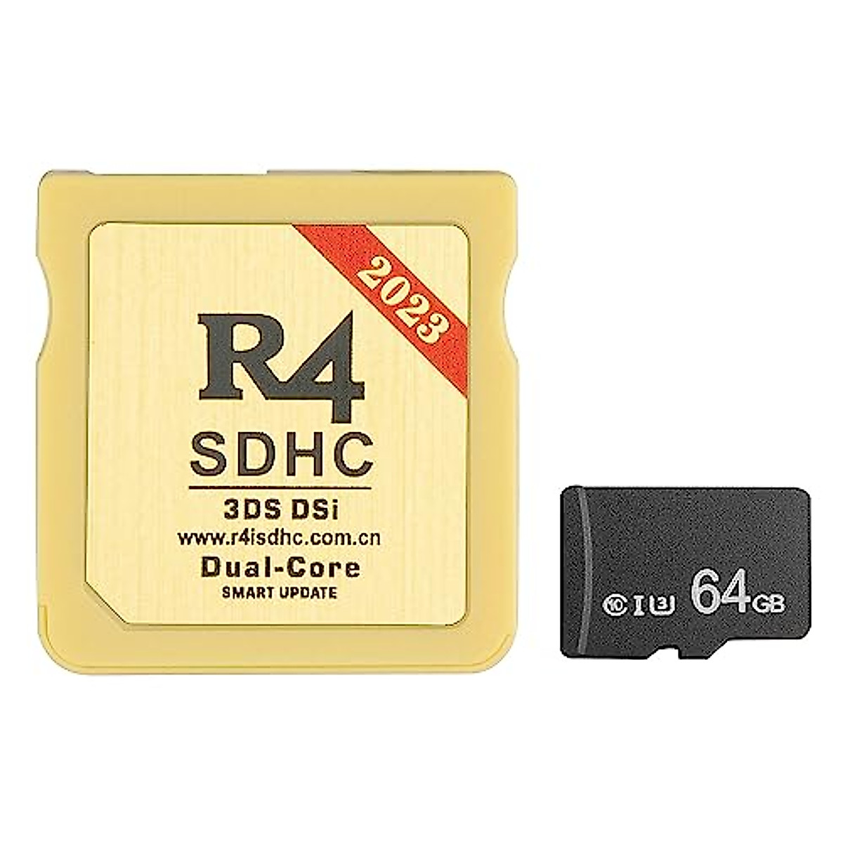 2023 Update Wood Version R4 Card R4 SDHC Adapter with 64GB TF SD Card for DS DSI 2DS 3DS NDS, No timebomb