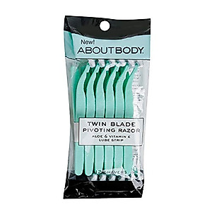 Kai About Face Body Twin Blade Pivoting Disposable Razors; 12 Shavers for Women; Curve-Hugging Pivoting Head with Aloe & Vitamin E Strip, Shaving Razors for Women