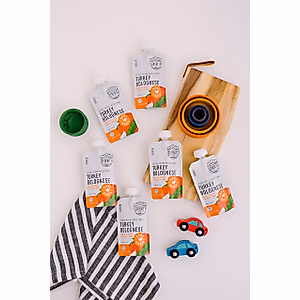 Serenity Kids Bone Broth Puree Made With Organic Veggies | Clean Label Project Purity Award Certified | 3.5 Ounce BPA-Free Pouch | Pasture Raised Turkey Bolognese | 6 Count