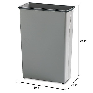 Safco Products 9618CH Rectangular Wastebasket, 88-Quart, Charcoal