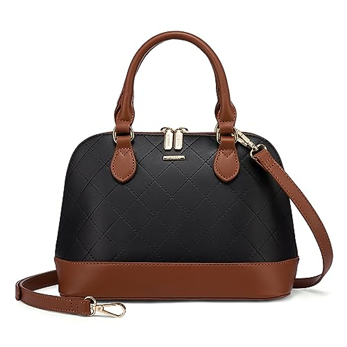 LOVEVOOK Small Purse Crossbody Bags for Women Quilted-Black/Brown