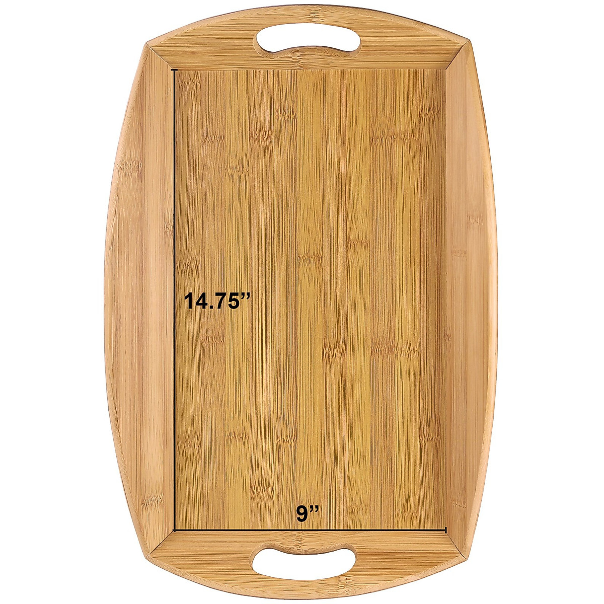 Greenco Bamboo Angular Sides Butler Serving Food Tray with Handles - Can Be Placed On Lap | Trays for Dining | Great for Eating On Couch, Living Room, Bed, and Dinner Table