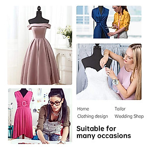 Female Mannequin Torso Dress Form Manikin Body with Wooden Tripod Base Stand Adjustable 60-67 Inch for Sewing Dressmakers Dress Jewelry Display,Black
