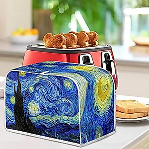 Gomyblomy Van Gogh's Starry Night 4 Slice Toaster Dust Cover Bread Toaster Oven Dustproof Cover Kitchen Bakeware Protector Dustproof Fingerprint Protection