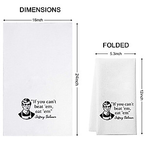 WCGXKO If You Can’t Beat’ Em Eat’ Em Kitchen Towel Series Killer Gift Horror Gift Housewarming Gift (Jeffrey Dahmer Towel)