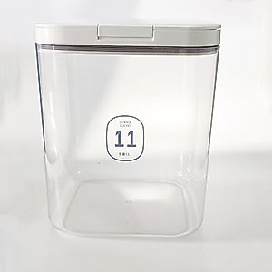 Qiveno Airtight Rice Storage Bin Flour Storage Container 11 L/10.5qt/10kg, Clear Food Container with Measuring Cup Airtight Lid for Kitchen Pantry Organization and Storage