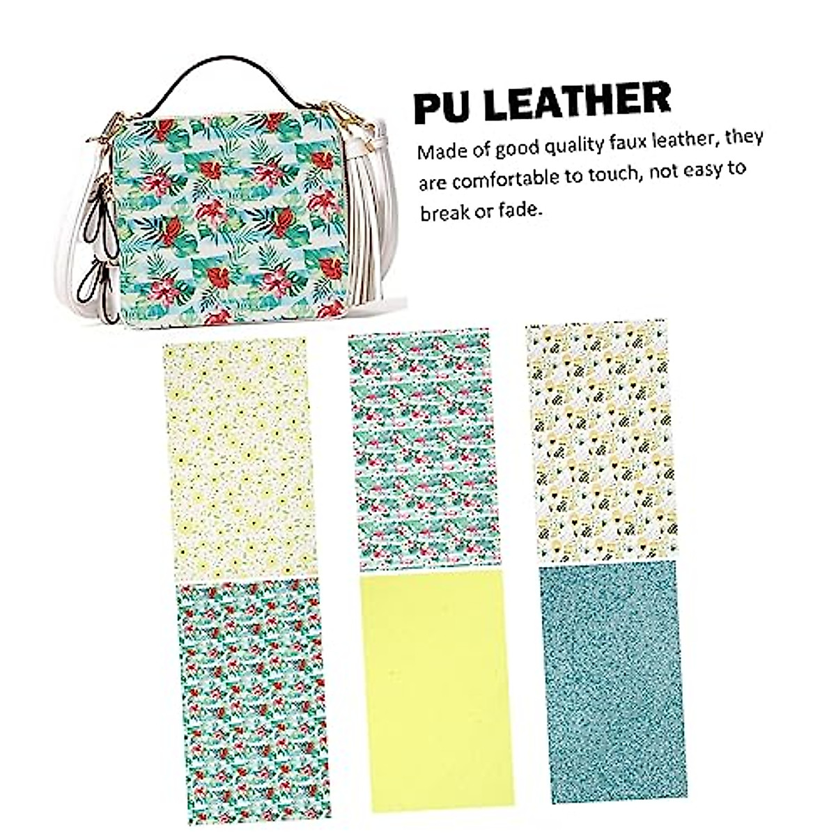 TEHAUX 6 Pcs Sheets Flower Animal Leather Quilting Kits Leather Fabric b y The Leather Scraps Leather Earrings Handmade Earrings Hand Jewelry DIY Patchwork Materials DIY Leather Sheet Bee