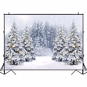 Avezano Winter Scene Backdrop Wonderland Snowflake Photography Background Bokeh Glitter White Snow Forest Christmas Party Holiday Photo Backdrop Photoshoot Studio Props (8x6ft)