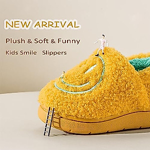 Smile Face Slippers for Kids Fuzzy Warm Happy Face House Slippers Toddler Soft Plush Retro Smile Slipper Anti-Slip Winter Cute Cartoon Shoes for Boys Girls