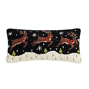 Peking Handicraft 31TG30C18OB Prancing Reindeer Holiday Hook Pillow, 18-inch Long