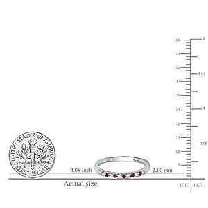 Dazzlingrock Collection Round Garnet & White Diamond Alternate Stone Minimalistic Stackable Ring for Women in 10K Solid White Gold, Size 7