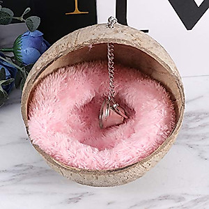 POPETPOP Dwarf Hamster Nest Hanging Bird Coconut Shell Warm Sleeping Bed Portable Bird Nest Bird House Resting Place for Dwarf Hamster Gerbil Squirrel (Random Color Cushion)