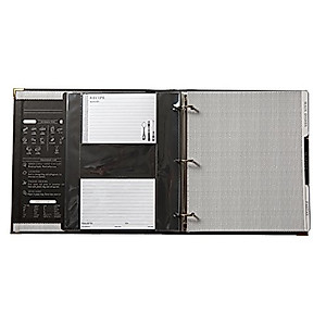 C.R. Gibson Black and Gold Faux Leather Recipe Book With Tabbed Dividers and Sheet Protectors, 11'' W x 11.88'' H
