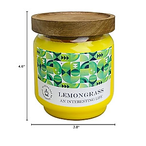 Outdoor Decorative Yellow Large Citronella Candle, 16oz, Glass, Strong Lemongrass Scented Candles, for Patio Decor, Outside Table Decor, Camping Accessories, Beautiful Candle Jars