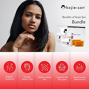 Kojie San Face & Body Complete Brightening Mini Set - 65 Gram x 2 Bars Soap, Body Lotion, Face Cream, and Facial Cleansing Brush