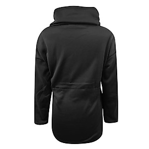 iQKA Women Long Sleeve High Neck Sweatshirt Solid Color Casual Loose Turtleneck Pullover Tops Fall Blouse S-3XL(Black，XXL)