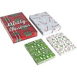 Juvale 24 Pack Christmas Boxes for Gifts with Lids for Presents, Empty Wrap in 4 Designs (3 Sizes)
