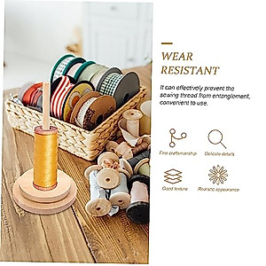 Hohopeti Spool Holder Thread Macrame Cord Tissue Holder Rack Knitting Accessory Towel Holder Stand Organizer Knitting Tool Supplies Sewing Yarn Holder Stand Lucet Fork Accessories Hand Wood