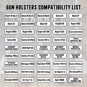 PODFAN Universal Gun Holsters for Men/Women,IWB 9mm Pistols Holster Right Left Handed,Concealed Carry,Fits S&W M&P Shield Glock 9/40 P320 17 19 26 27 42 43,Similar Handguns (Black-Right Hand)