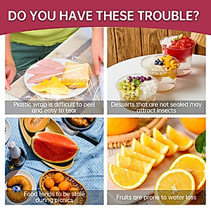 Elastic Food Storage Covers Reusable Stretch Plastic Wrap Bowl Covers Shower Cap Disposable Elastic Alternative Dish Covermate Lids Fit to Foil for Family Outdoor Picnic 3 Size (180)