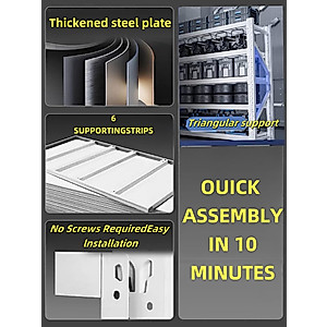 3500LBS Industrial Garage Shelving 4 Tier Heavy Duty Storage Shelves Ccommercial Shelving Adjustable Metal Shelves for Garage/Warehouse 4 Feet Tall Industrial Metal Shelving White,48"W x 18"D x 48"H