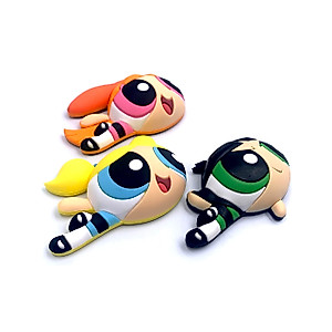 Monogram Powerpuff Girls 3 Piece Magnet Set –Bubbles, Blossom and Buttercup 3D Foam Magnet - Magnet for Refrigerators, Office and Lockers