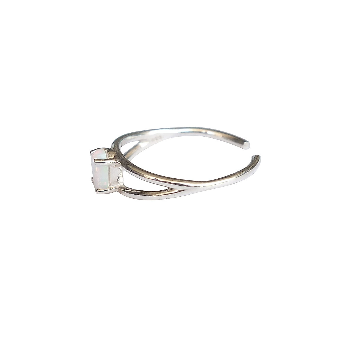 Handmade Silver & Oval 5x3mm White Opal Gemstone Adjustable Toe Ring, 925 Sterling Silver, Double Band Classic Stone Toe, Pinky or Knuckle Rings for Women, By MiYa Jewelry Creations