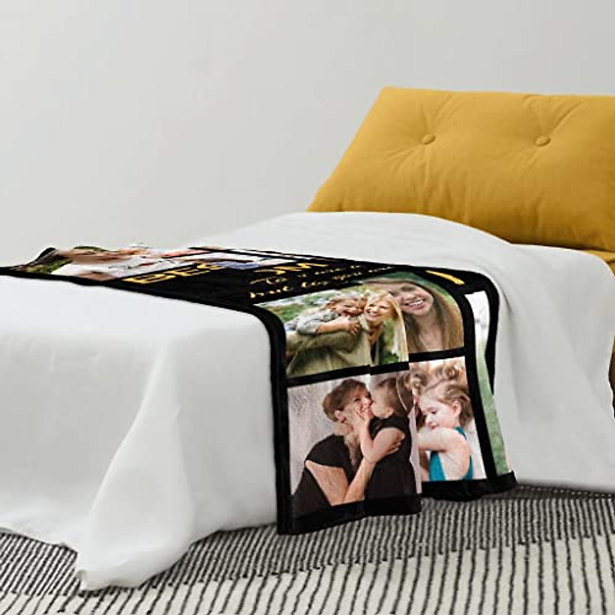 Lcyawer Customized Mother's Day Birthday Gift from Daughter, Personalized Blanket with Photos Text, Gifts for Mom from Son Husband, Custom Best Mom Ever Throw Blanket with Picture Collage