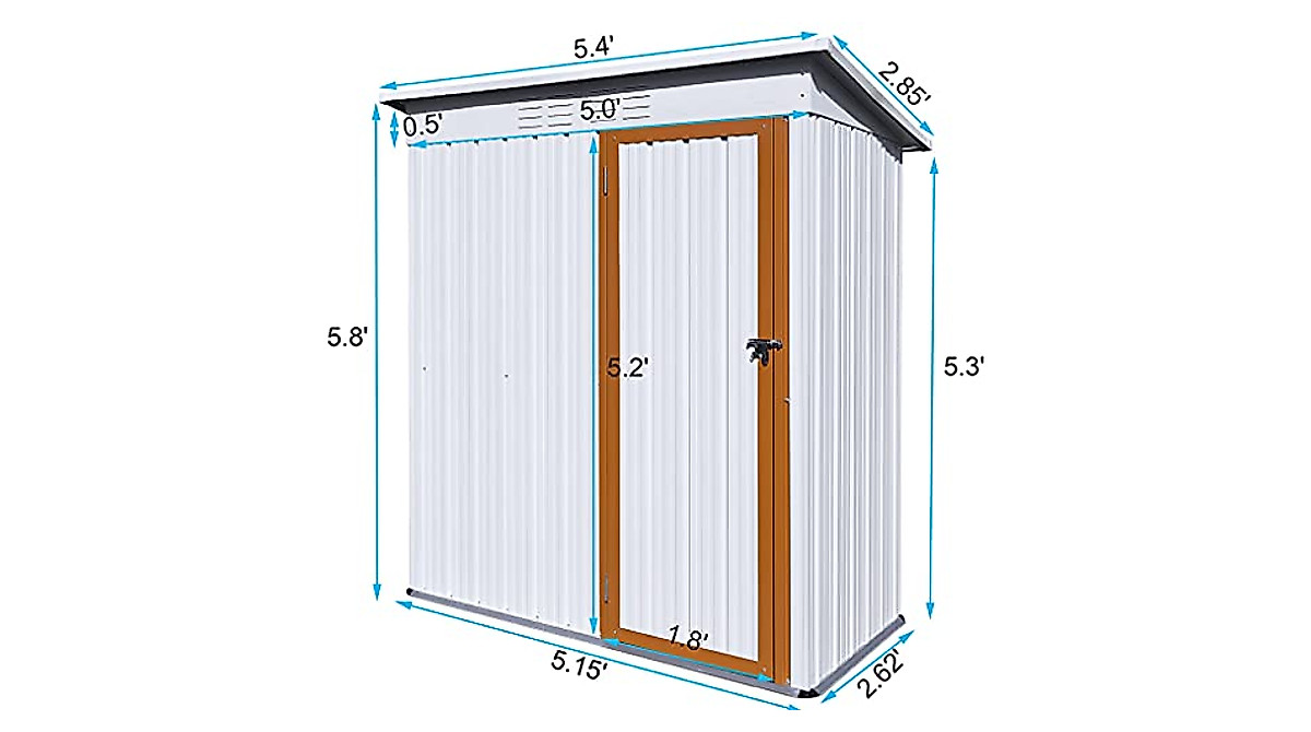 Secure 5x3FT Outdoor Storage Shed - Galvanized Steel Tool Shed